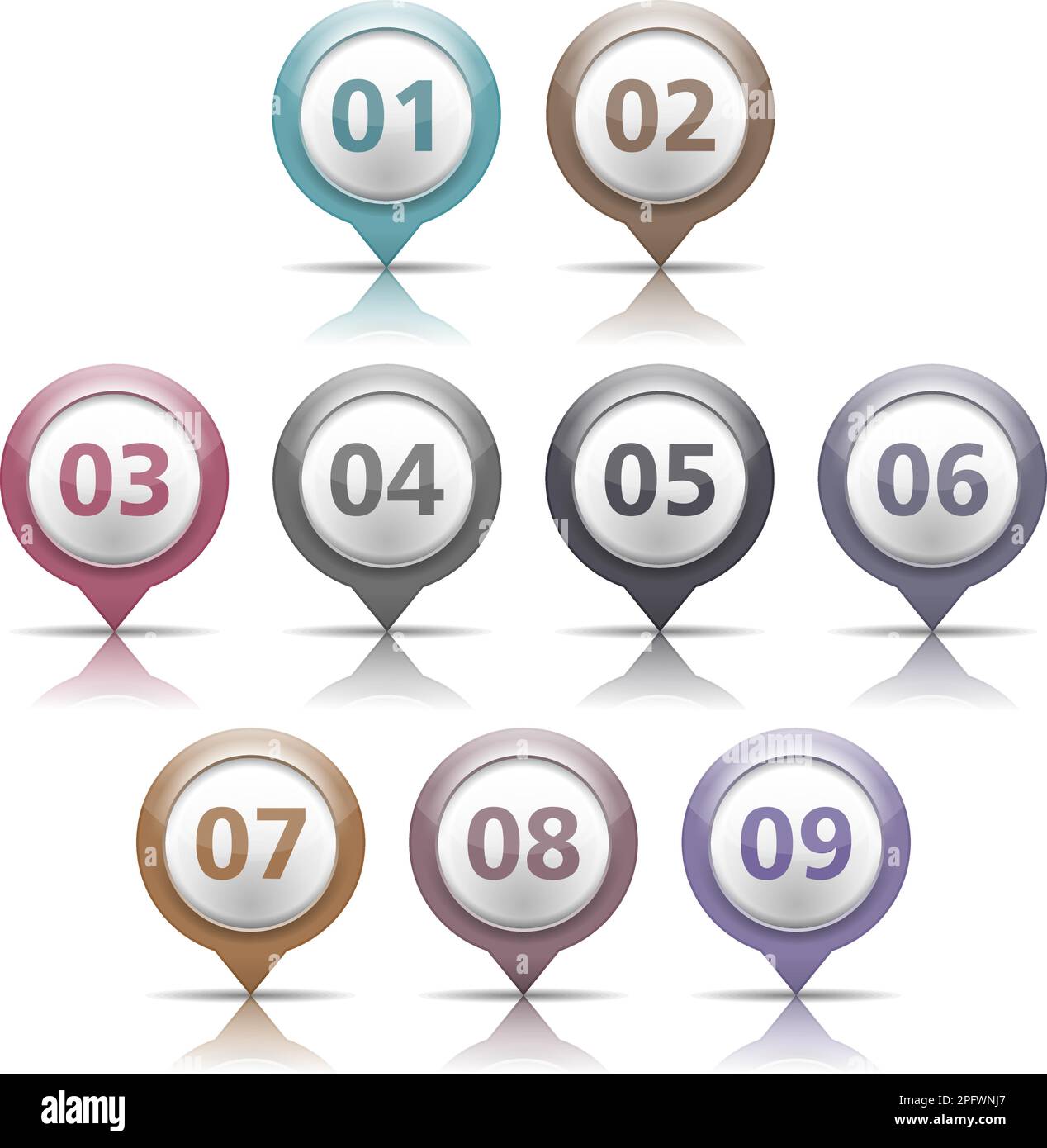 Set of map markers with numbers, vector eps10 illustration Stock Vector ...