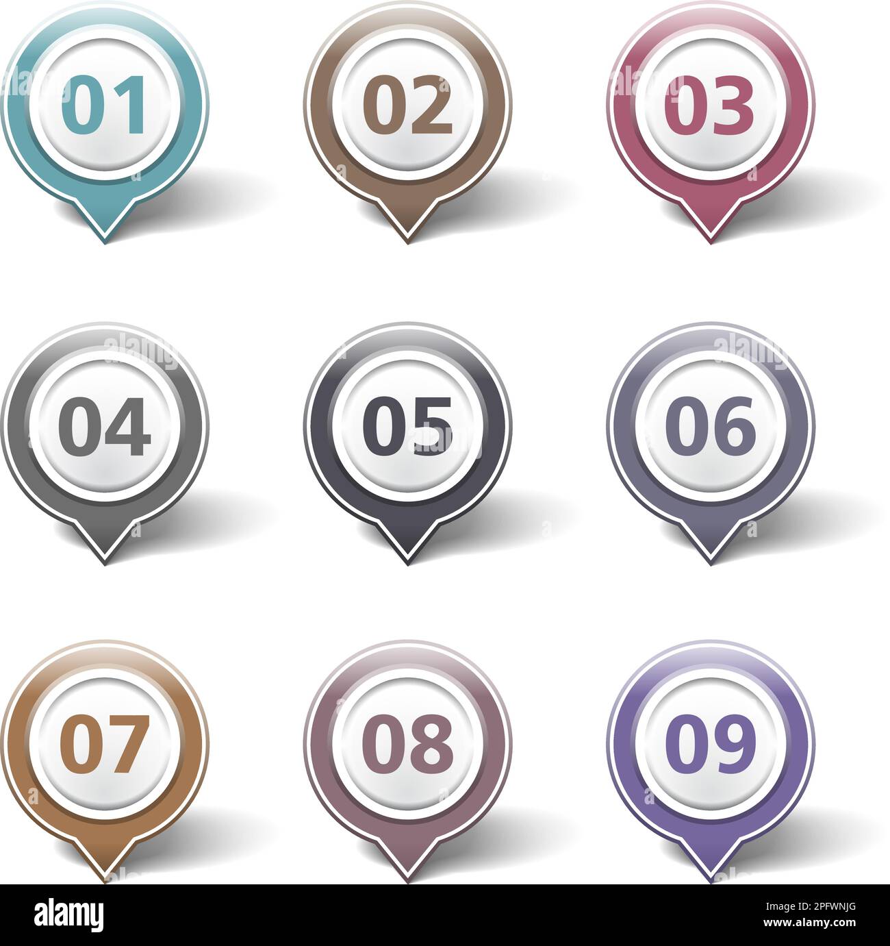 Set of map markers with numbers, vector eps10 illustration Stock Vector ...