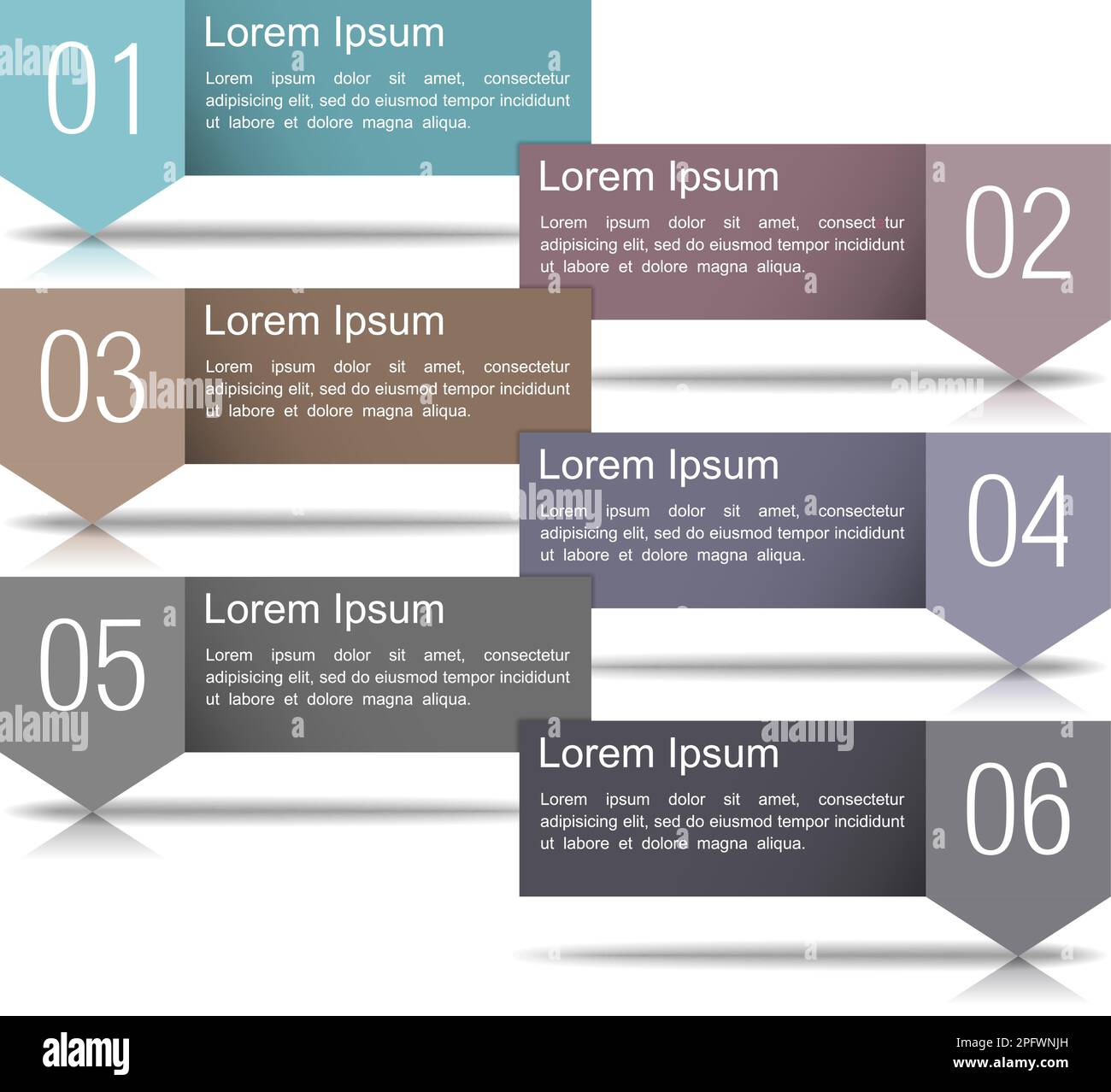 Six infographics design elements with numbers and place for your text ...