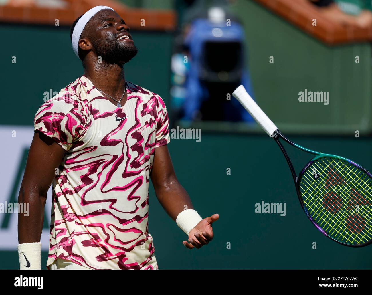 March 18, 2023 Frances Tiafoe reacts to missing a shot against Daniil ...