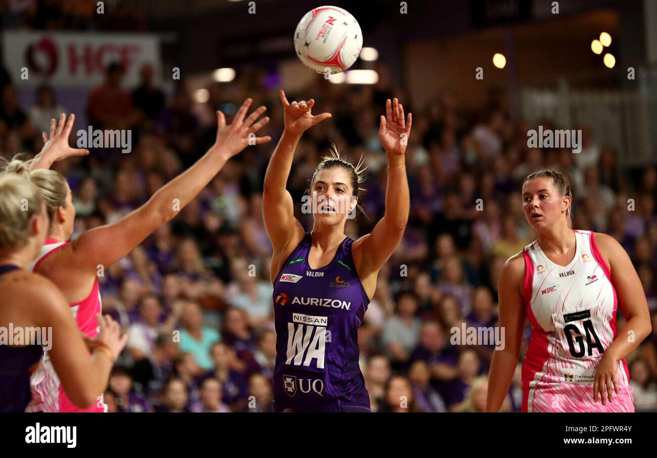 Lara Dunkley of the Firebirds in action during the Super Netball Round ...