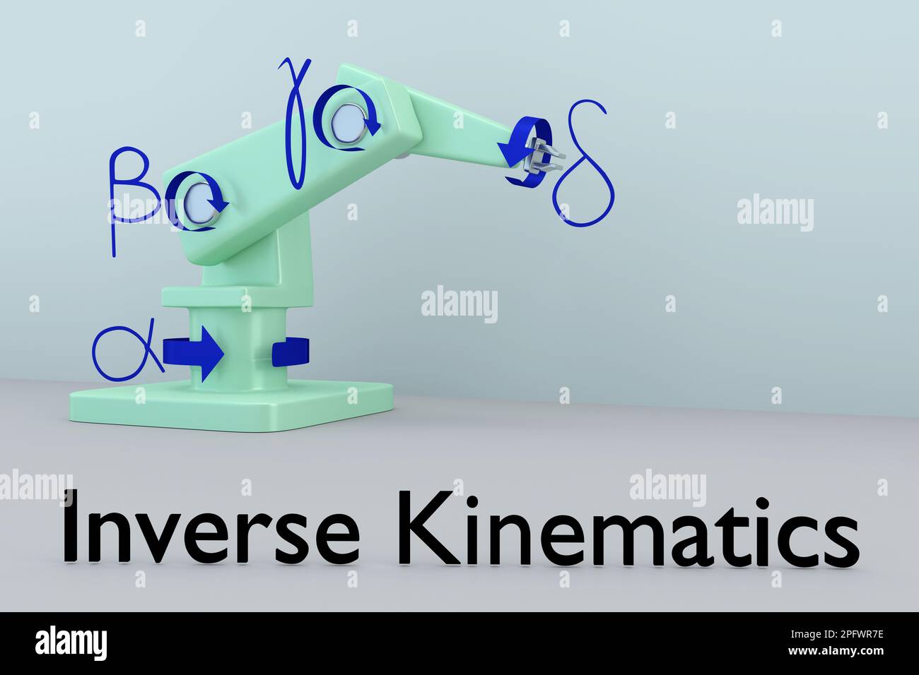 3D illustration an industrial robot symbolically titled as Inverse ...