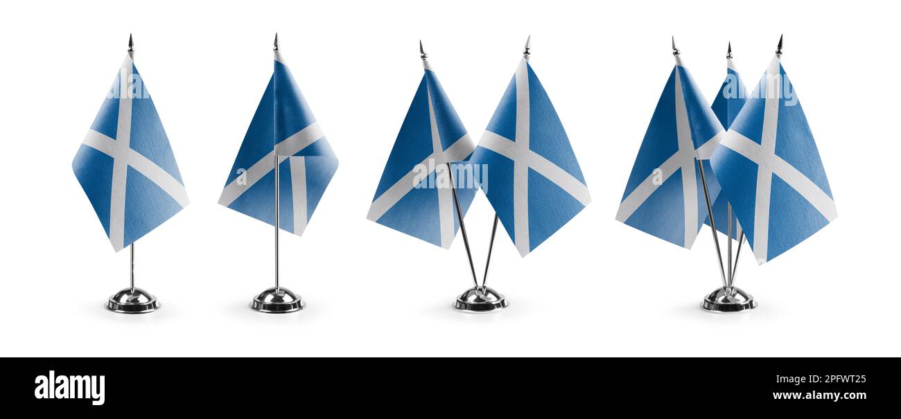 Small national flags of the Scotland on a white background Stock Photo ...