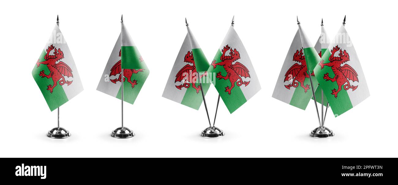 Small national flags of the Wales on a white background Stock Photo - Alamy