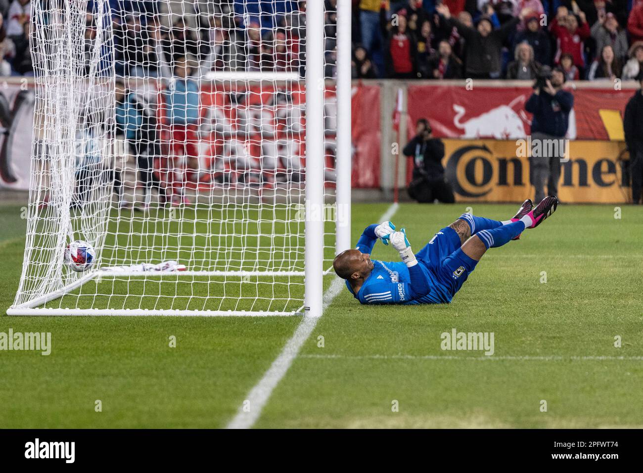 Harrison, USA. 18th Mar, 2023. Goalkeeper Eloy Room (1) of Columbus ...