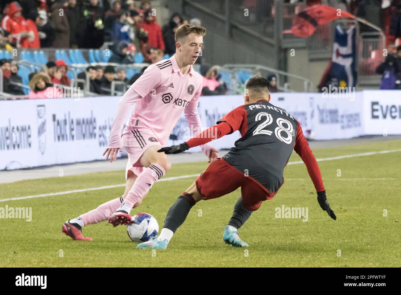 Toronto, Ontario, Canada. 18th Mar, 2023. Harvey Neville #18 (L) and ...