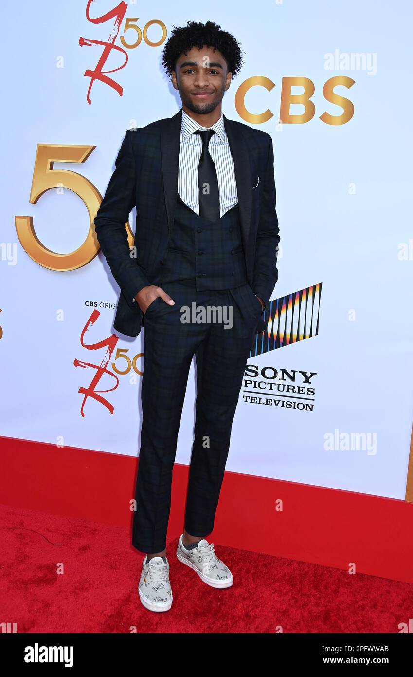 Jacob Aaron Gaines arriving at the 50th Anniversary of The Young and ...
