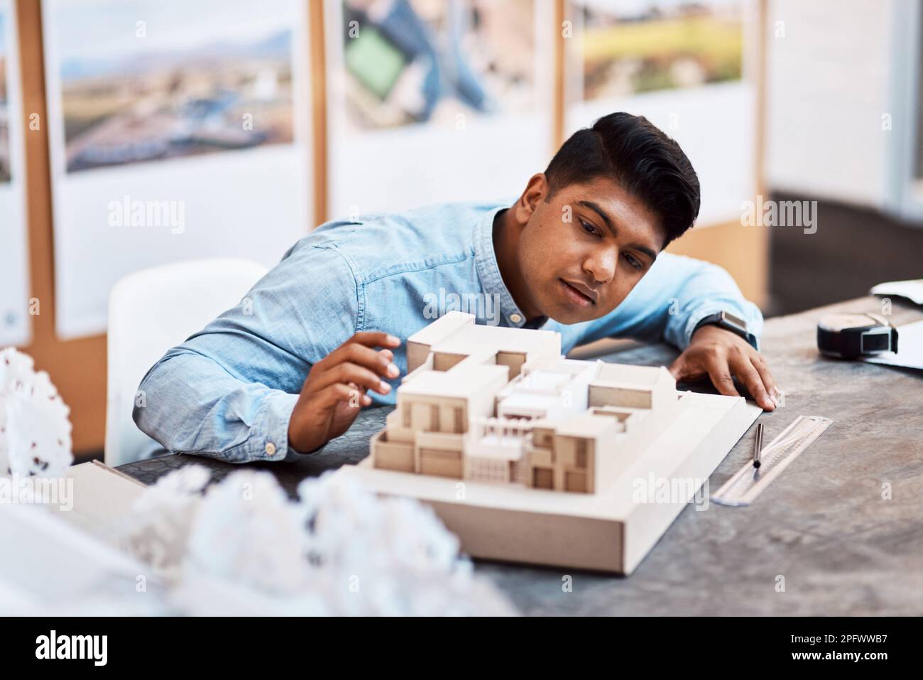 The smallest detail can make a difference. a young architect designing ...