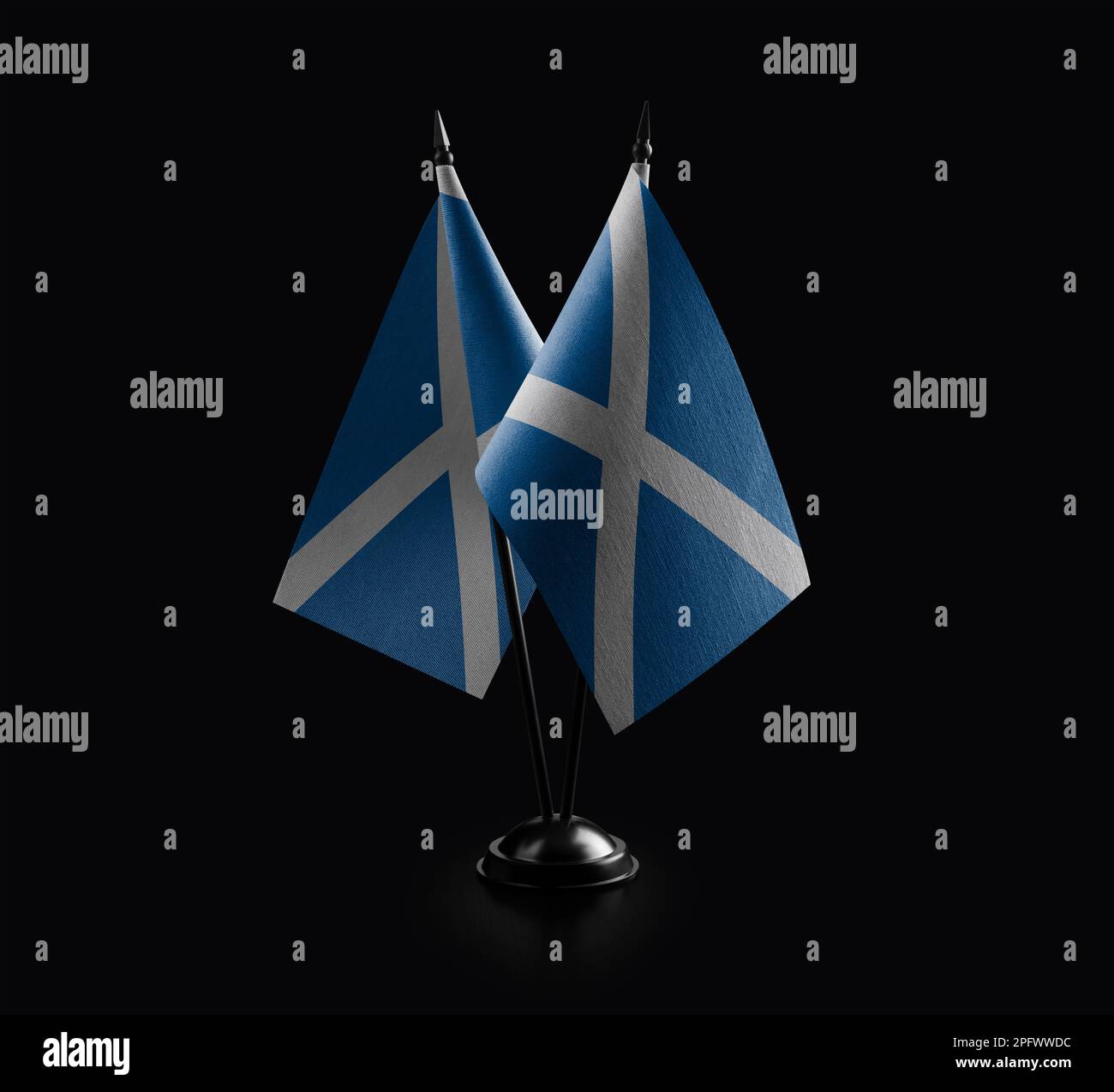 Small national flags of the Scotland on a black background Stock Photo ...