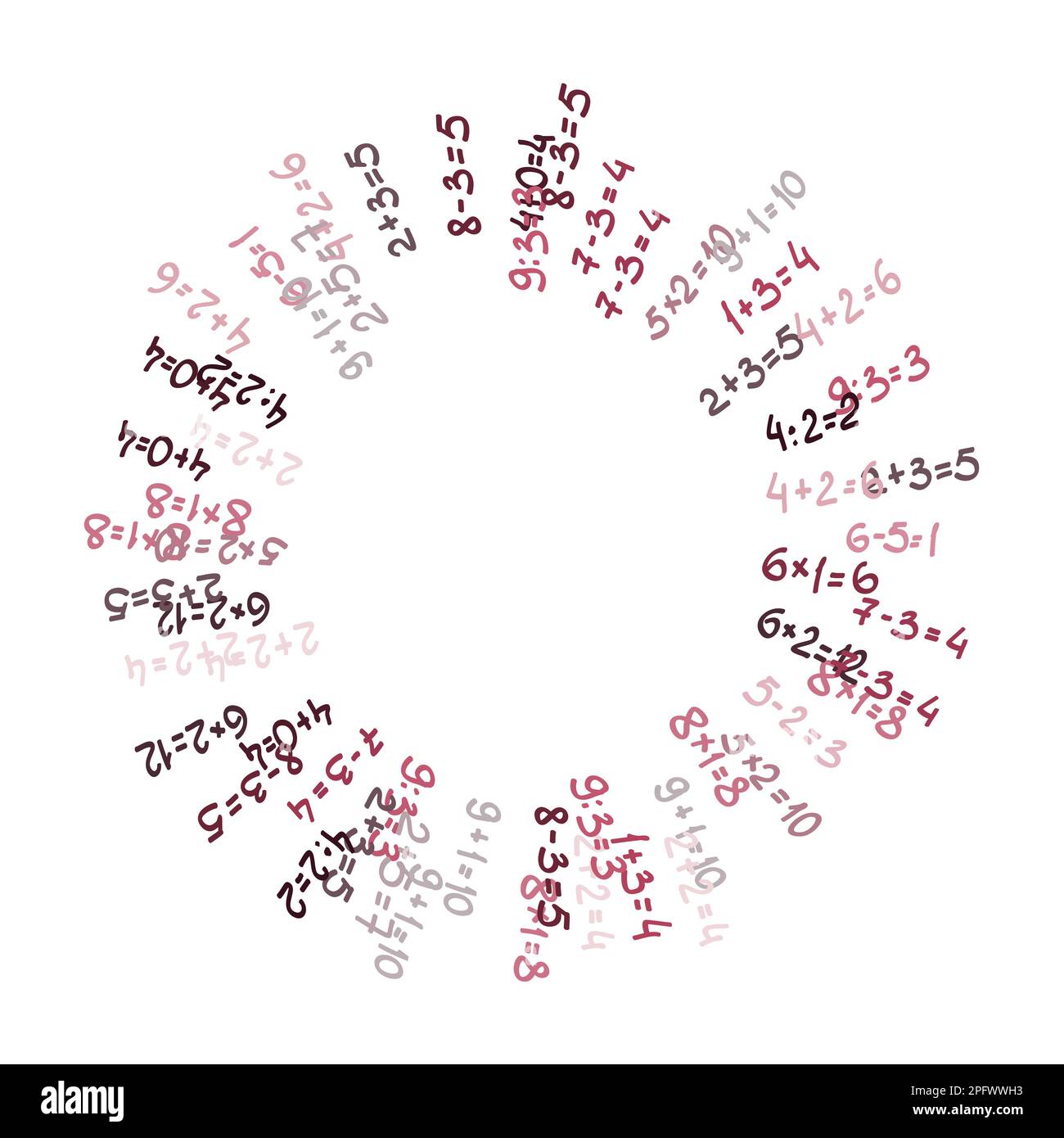 Solve examples. Round pattern of randomly placed different mathematical ...