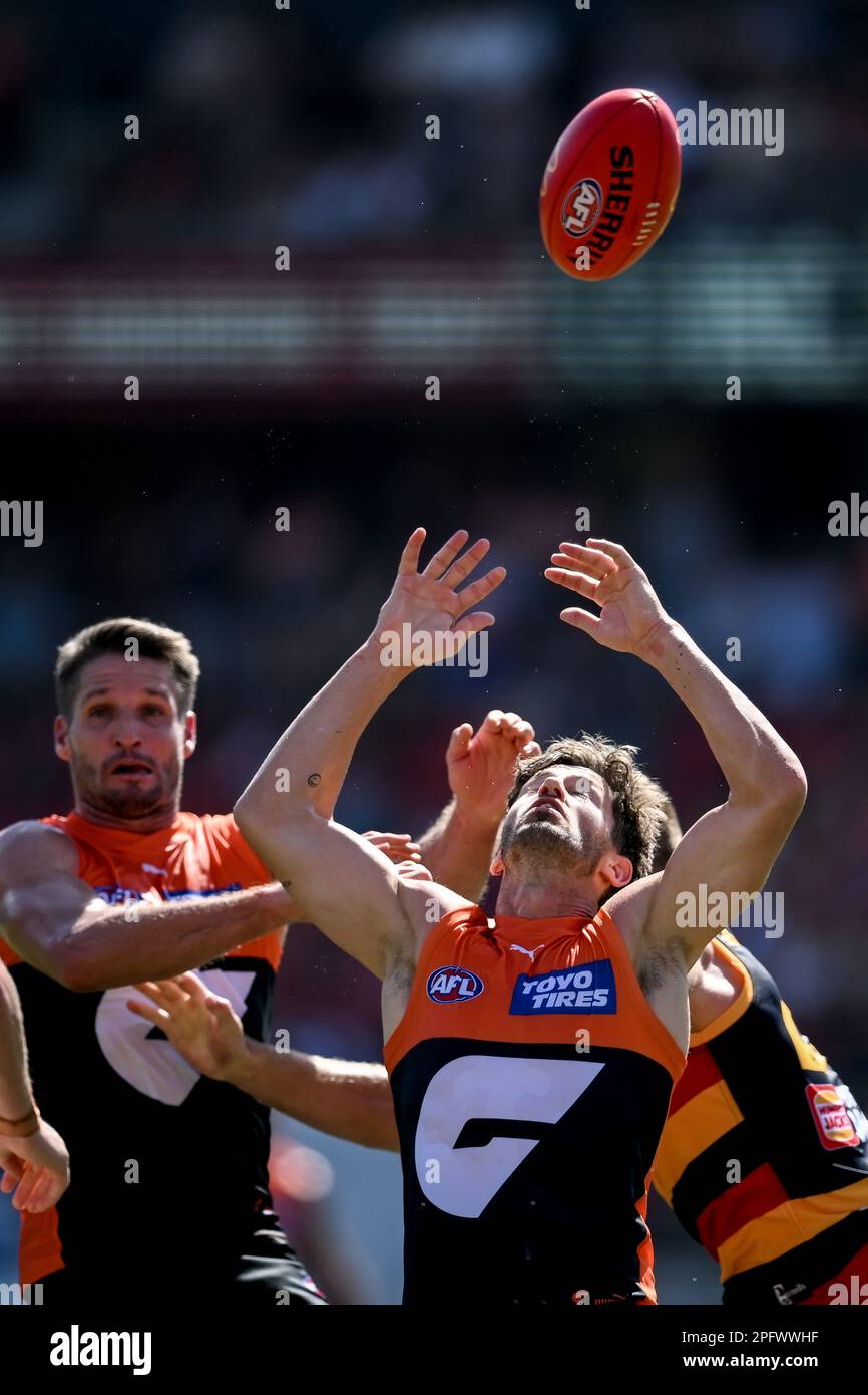 Callan Ward of the GWS Giants watches the ball during the AFL Round 1 ...
