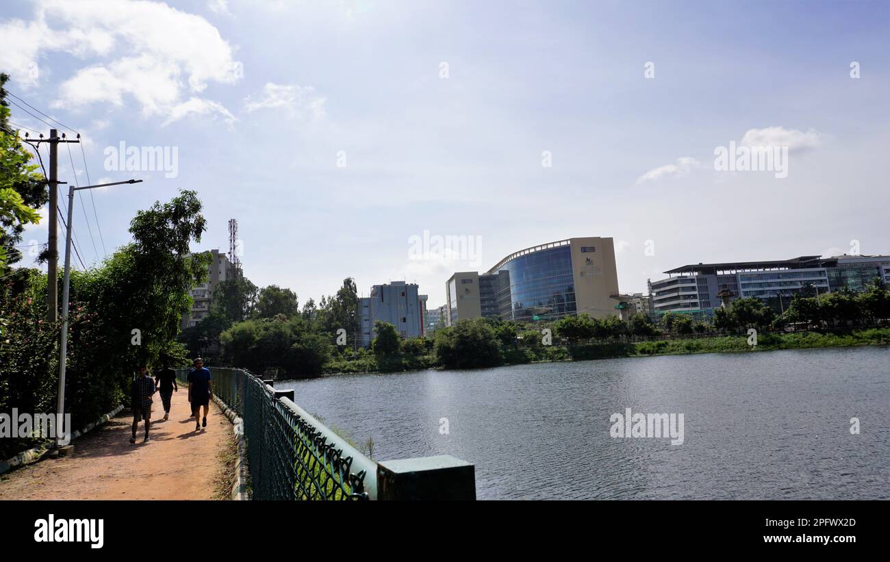 Bangalore,Karnataka,India-September 18 2022: Cityscape with Iblur Lake ...