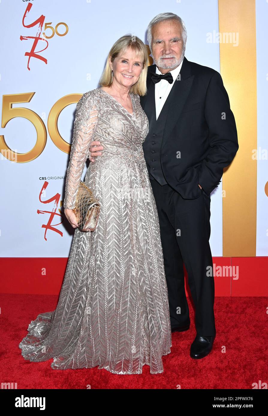 John McCook and wife Laurette McCook arriving at the 50th Anniversary ...