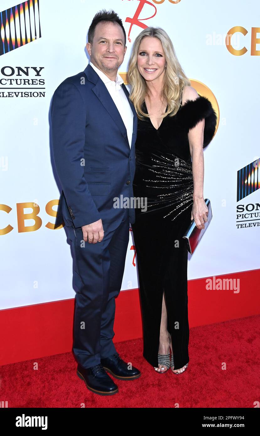 Lauralee Bell and husband Scott Martin arriving at the 50th Anniversary ...