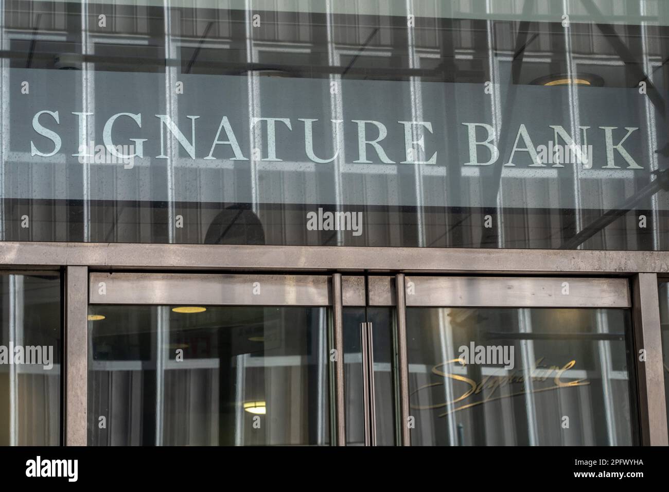 New York, United States. 18th Mar, 2023. View of Signature Bank branch ...