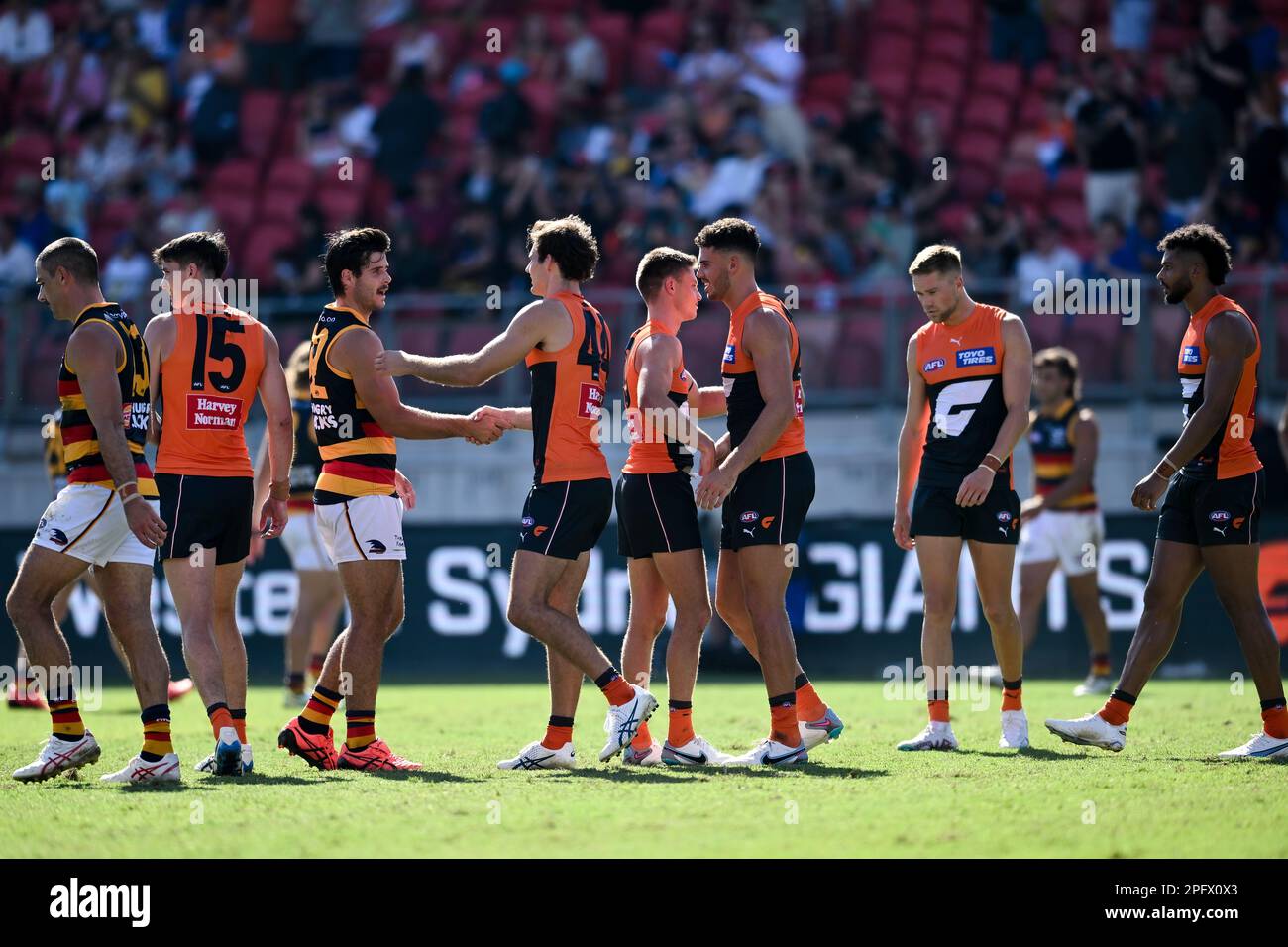 GWS Giants celebrate the win after the AFL Round 1 match between the ...