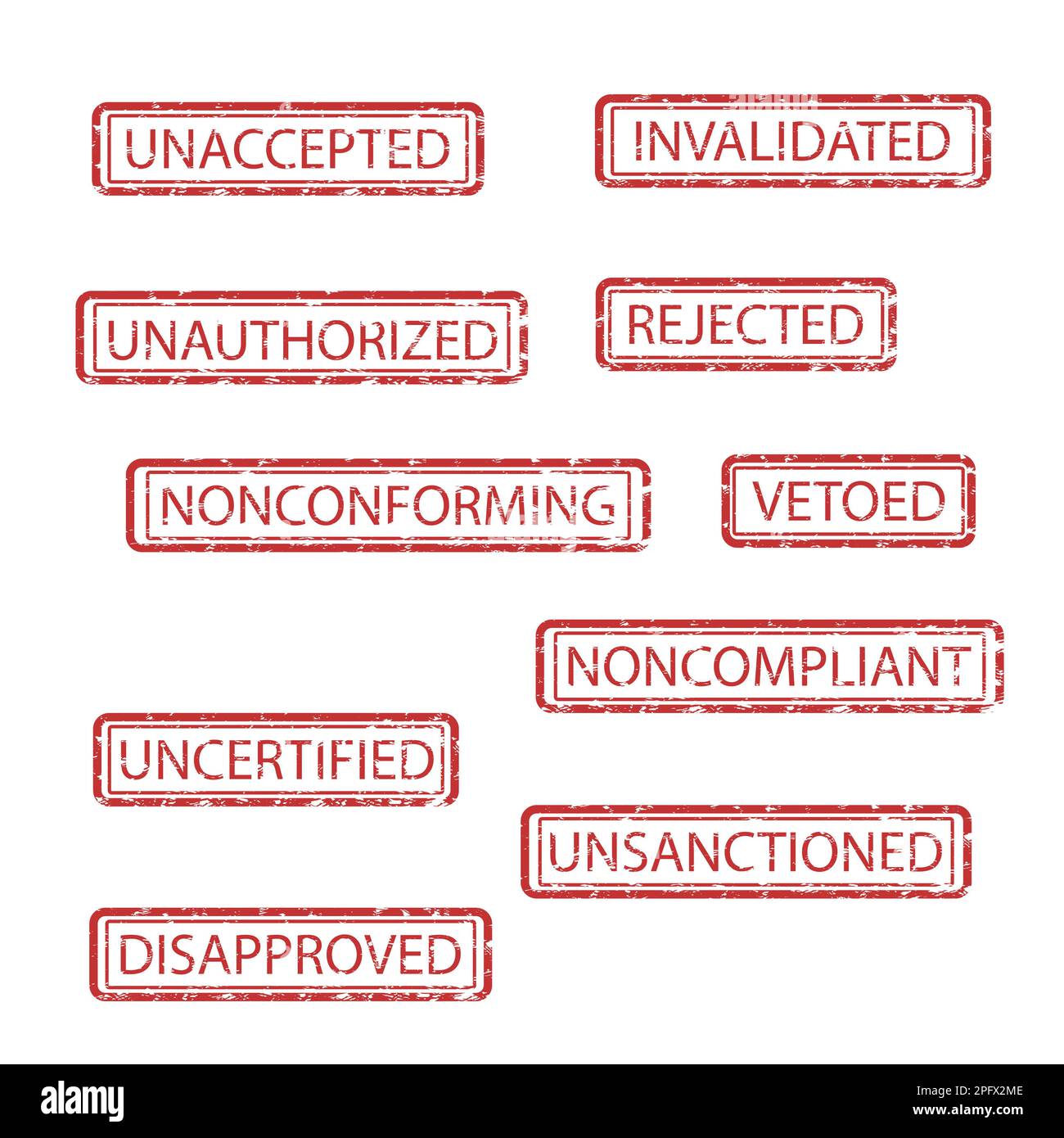 Rubber stamps of rejection and cancelled collection. Vector ...