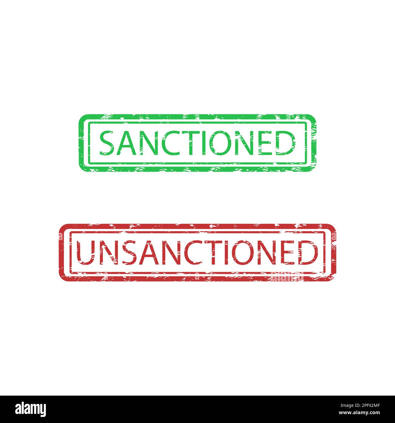 Rubber stamp sanctioned and unsanctioned isolated on white. Vector ...