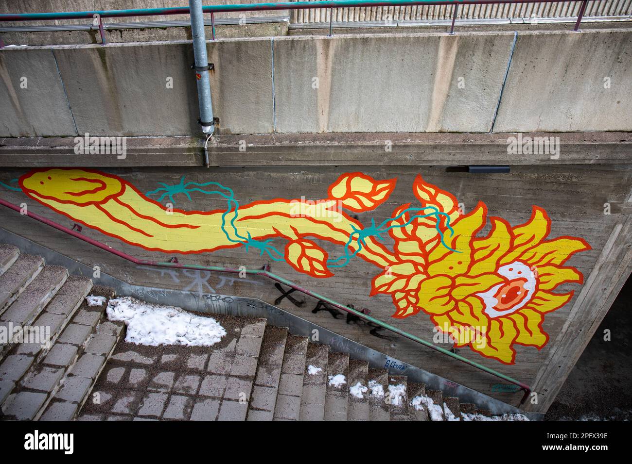 For editorial use only. Street art. Mural graffiti by Estonian artist ...