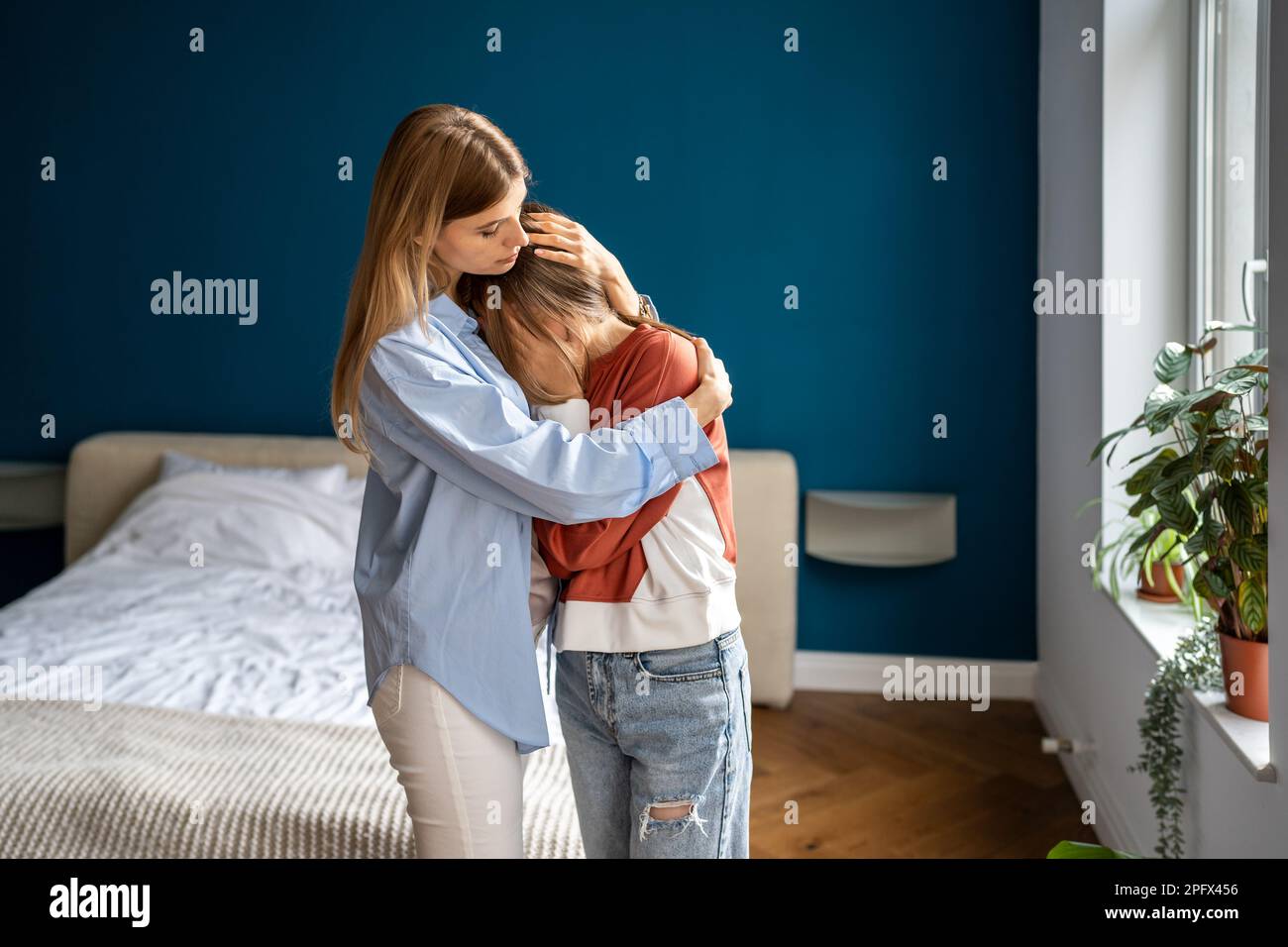 Crying upset teen girl child sharing feelings with mother, loving ... Crying upset teen girl child sharing feelings with mother, loving ...
