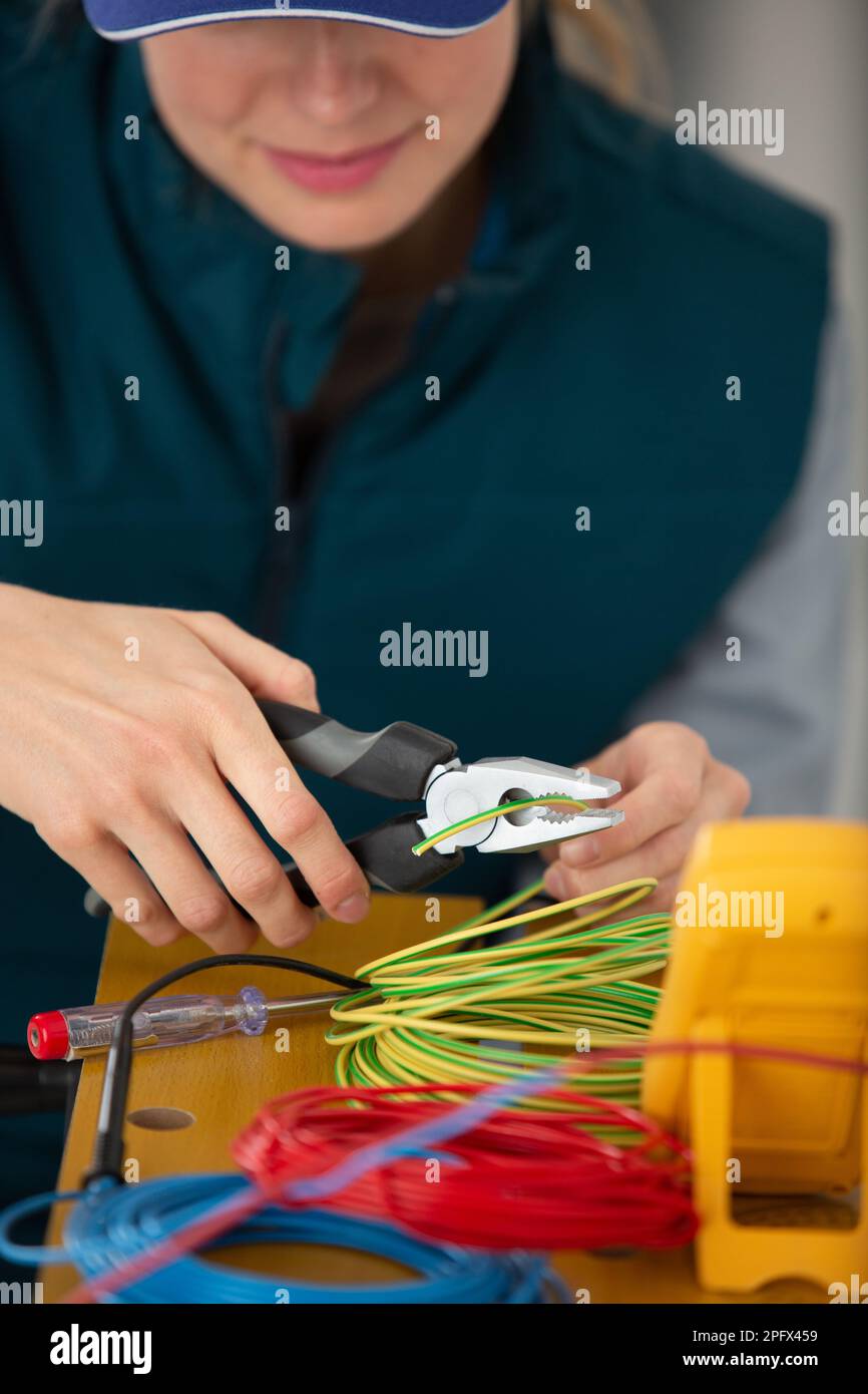 Woman tied up cables hi-res stock photography and images - Alamy