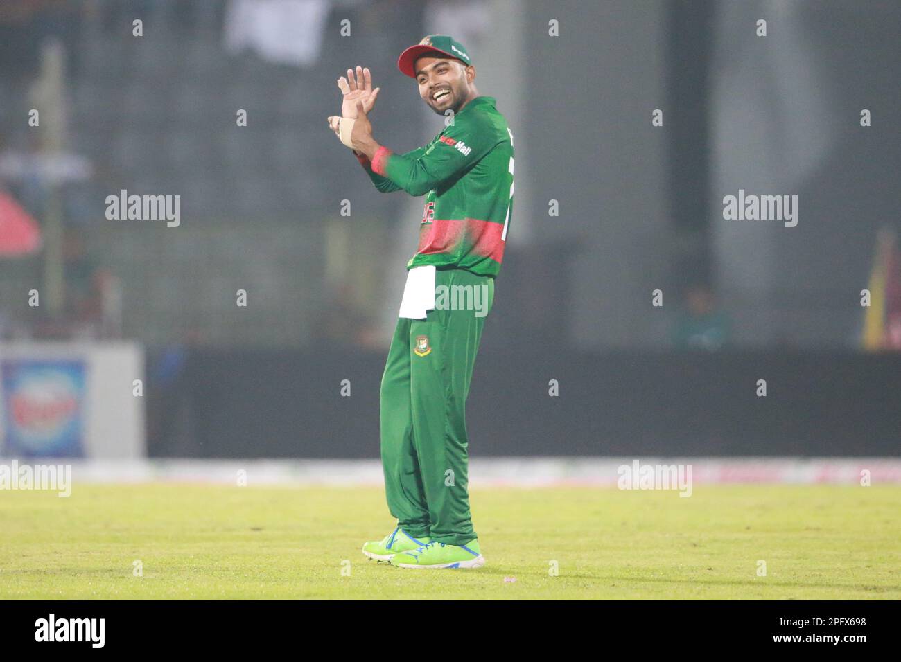 Towhid Hridoy smile during the Bangladesh-Ireland 1st ODI match at ...