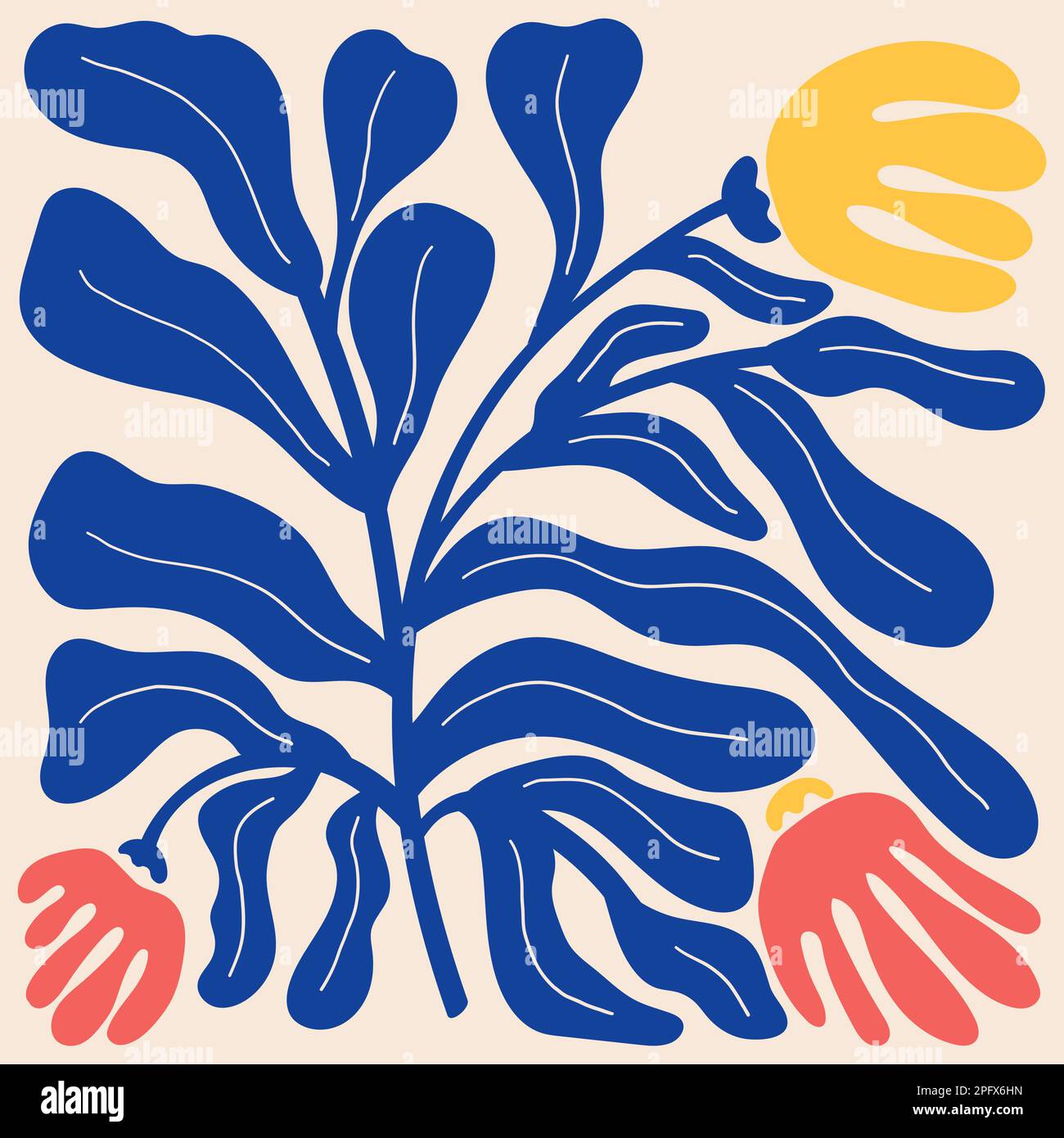 Groovy abstract organic plant shapes art. Matisse floral poster in ...
