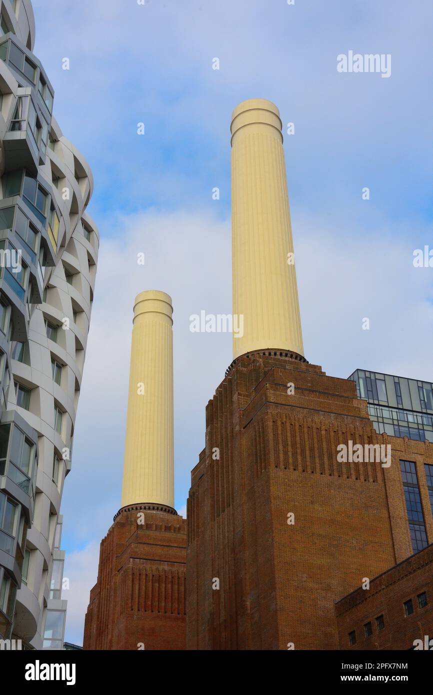 Battersea power station with iconic towers Stock Photo - Alamy