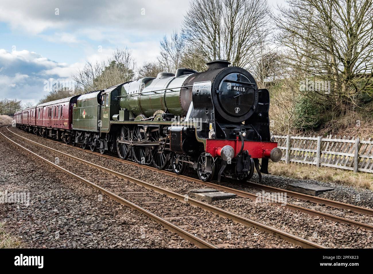 Scots Guardsman , UK steam engine, at Long Preston on 18th Match 2023 ...