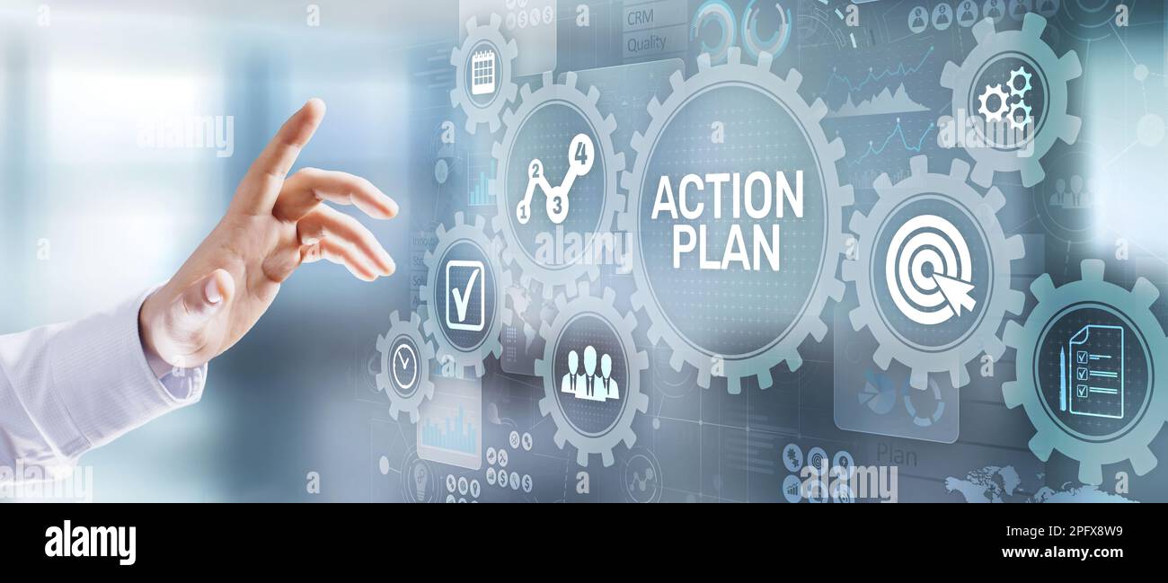Action plan business strategy development concept on virtual screen ...