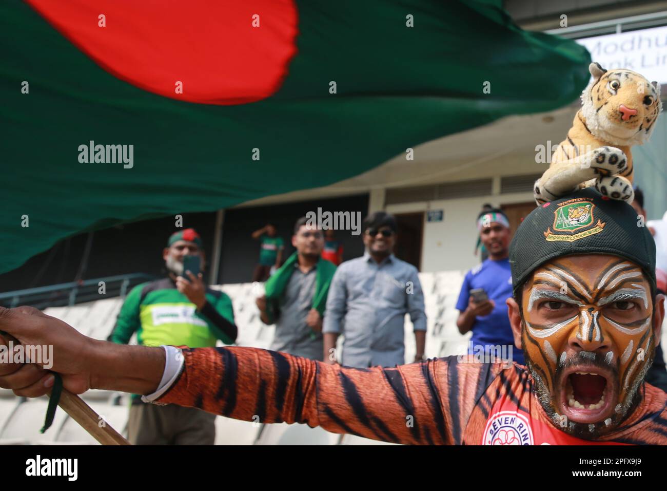 Shoaib Ali Bukhari, a die-hard fan of the Bangladesh Cricket who paints himself as a tiger and ...