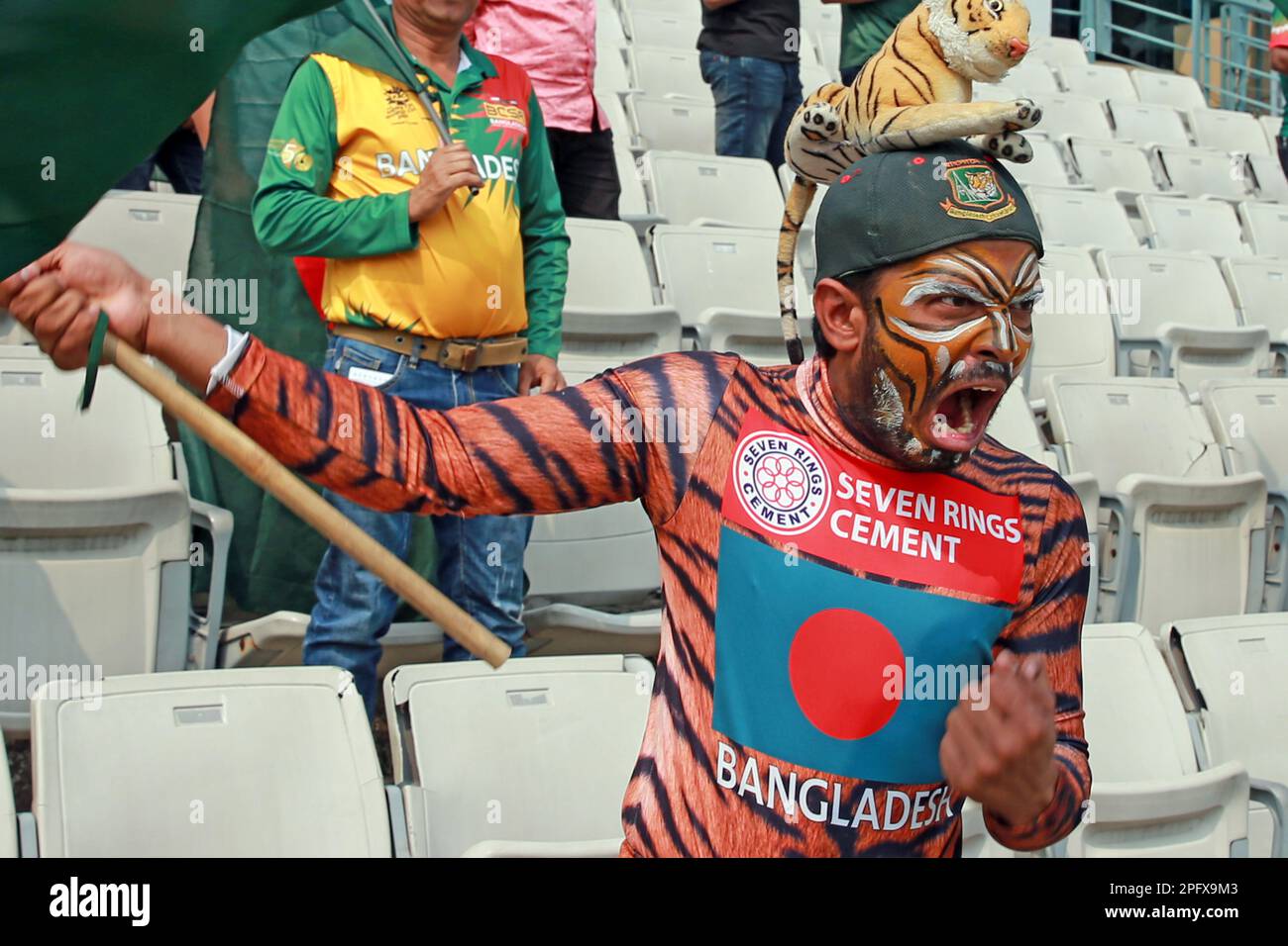 Shoaib Ali Bukhari, a die-hard fan of the Bangladesh Cricket who paints himself as a tiger and ...