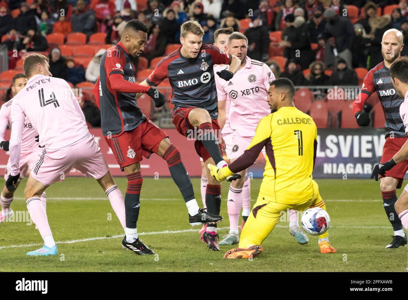 Toronto, Canada. 18th Mar, 2023. Drake Callender #1 (R), Sigurd Rosted ...