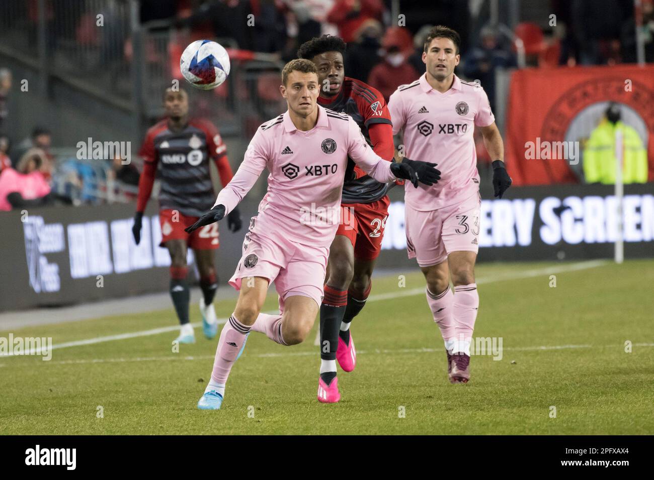 Toronto, Canada. 18th Mar, 2023. Christopher McVey #4 (L) and Deandre ...