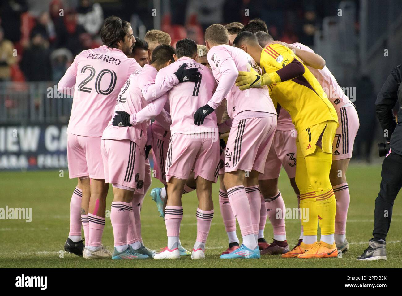 Toronto, Canada. 18th Mar, 2023. Inter Miami CF players huddle before ...