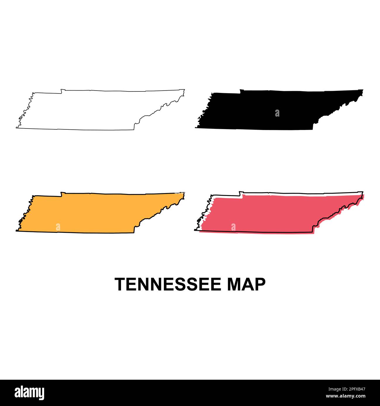 Set of Tennessee map shape, united states of america. Flat concept ...