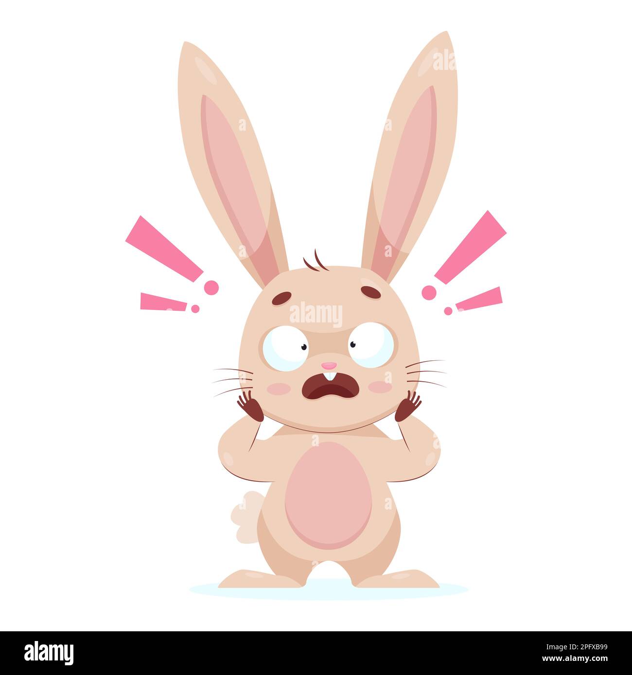 Frustrated rabbit with open mouth cartoon vector illustration Stock ...