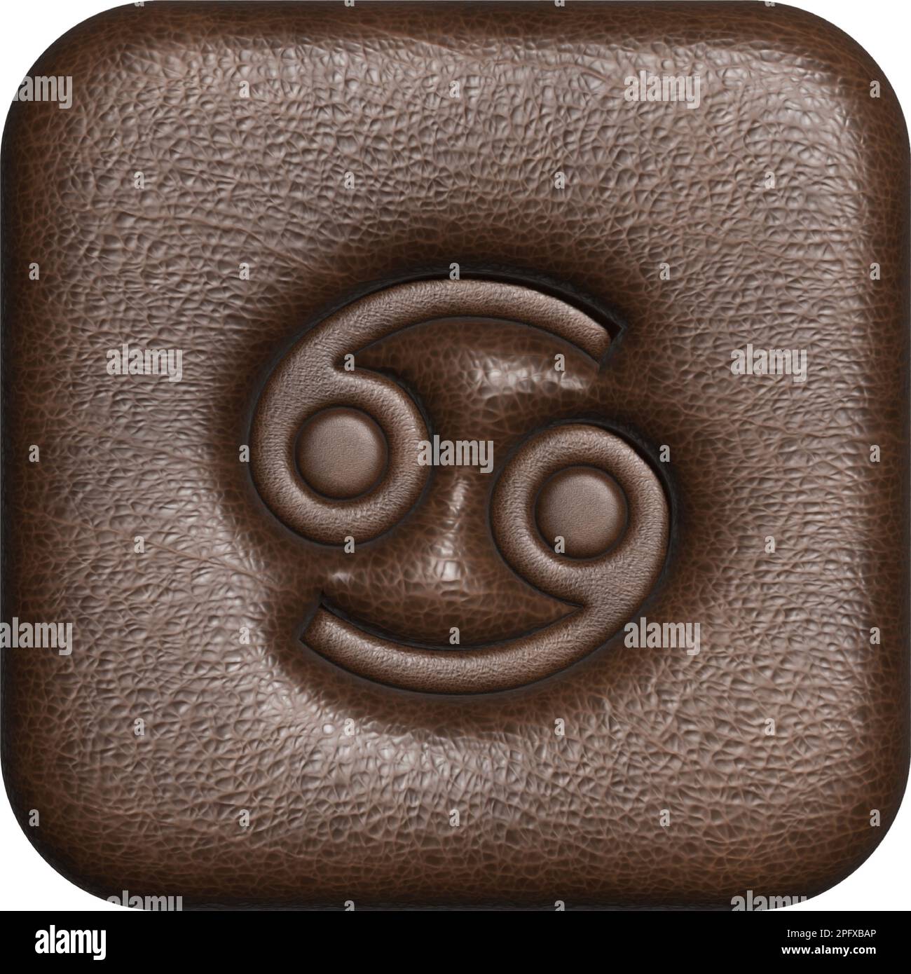 Cancer. Three-dimensional square button of the zodiac sign. Three ...