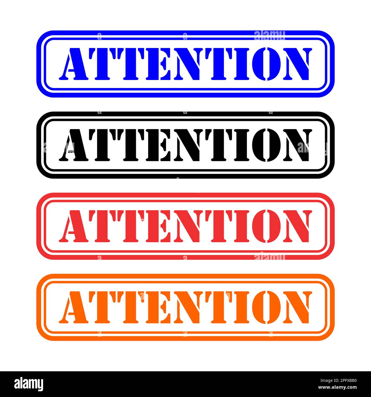 Set of Attention stamp symbol, label sticker sign button, text banner ...