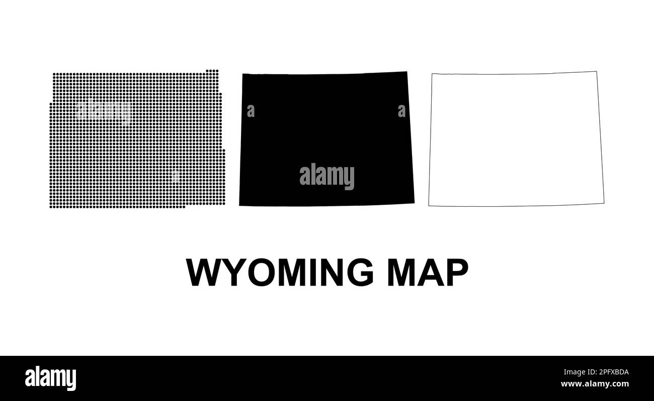 Set of Wyoming map shape, united states of america. Flat concept icon ...