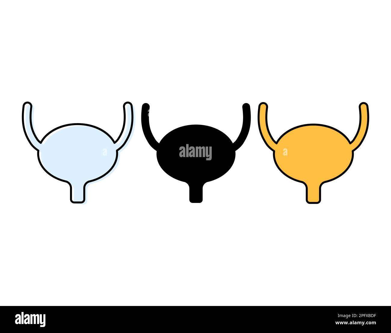 Set of Urology health human icon, anatomy medical body bladder sign ...