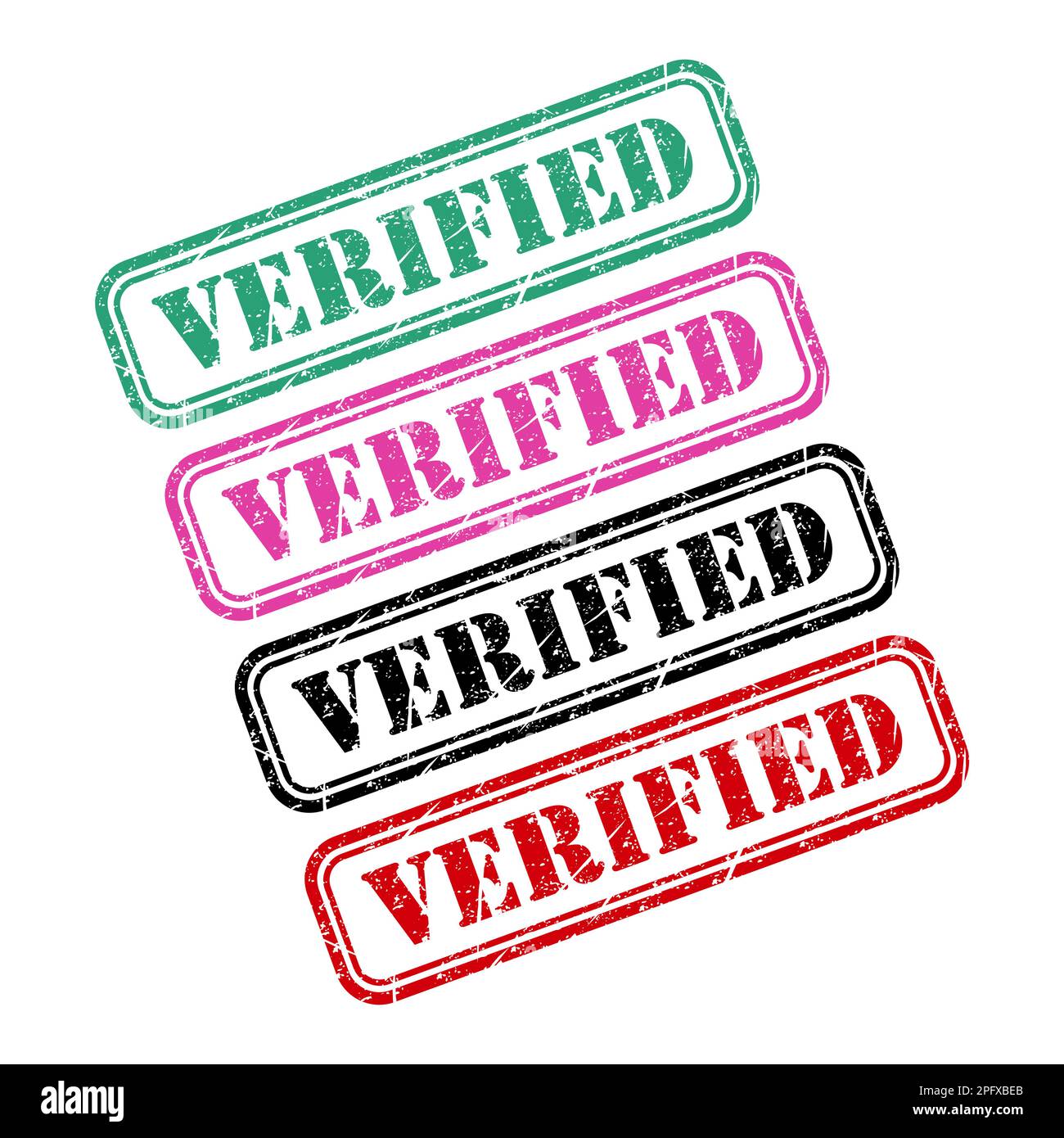 Set of Verified stamp symbol, label sticker sign button, text banner vector illustration Stock ...