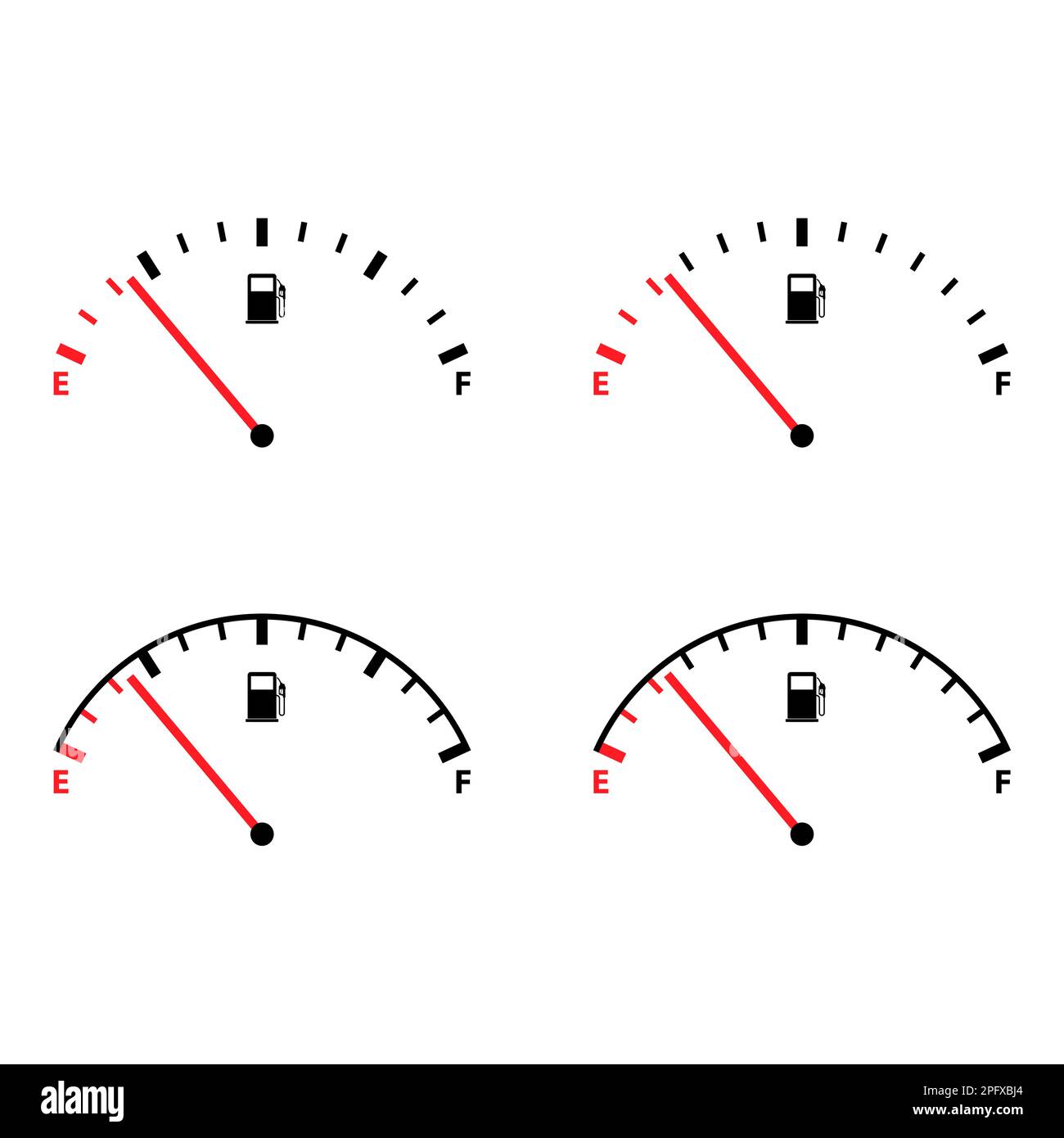 Set of Fuel car indicator icon, gauge petrol automobile meter symbol ...