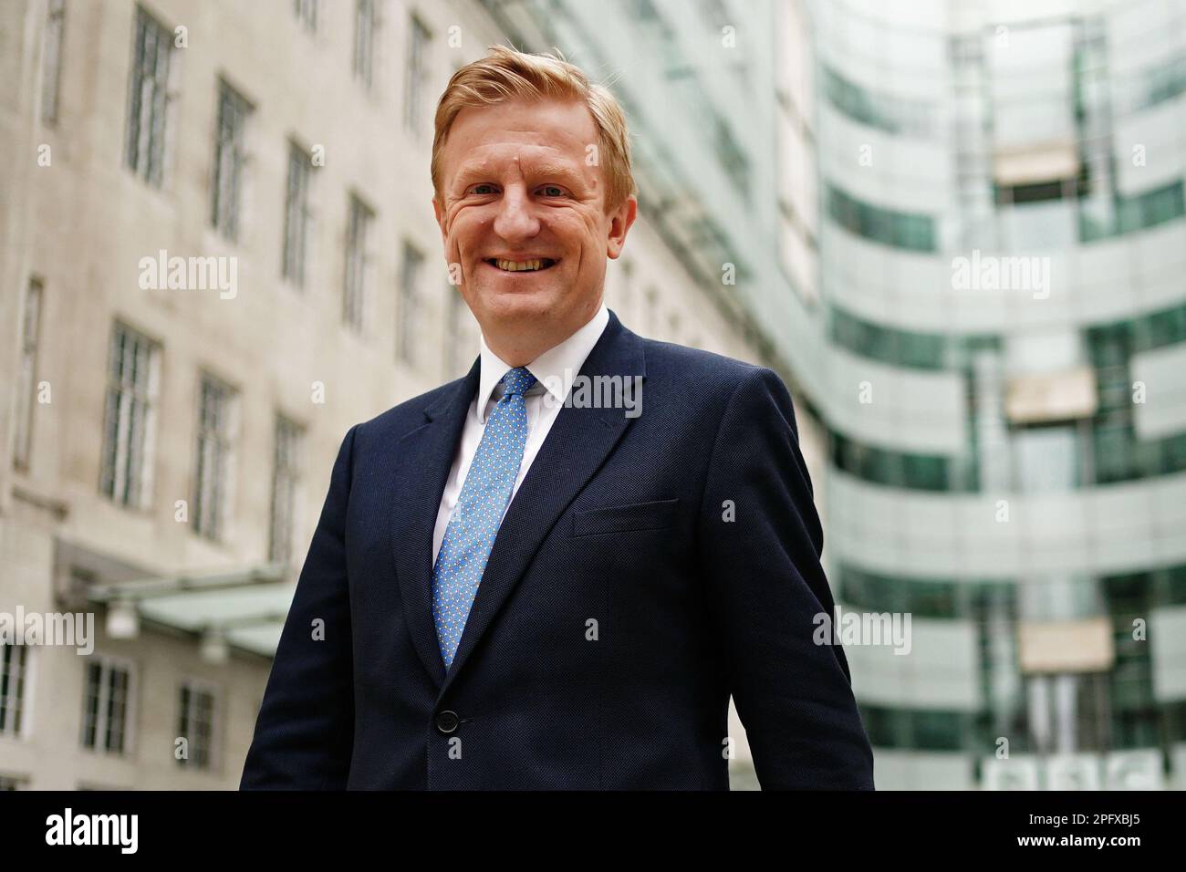 Chancellor of the Duchy of Lancaster, Oliver Dowden smiles as he ...