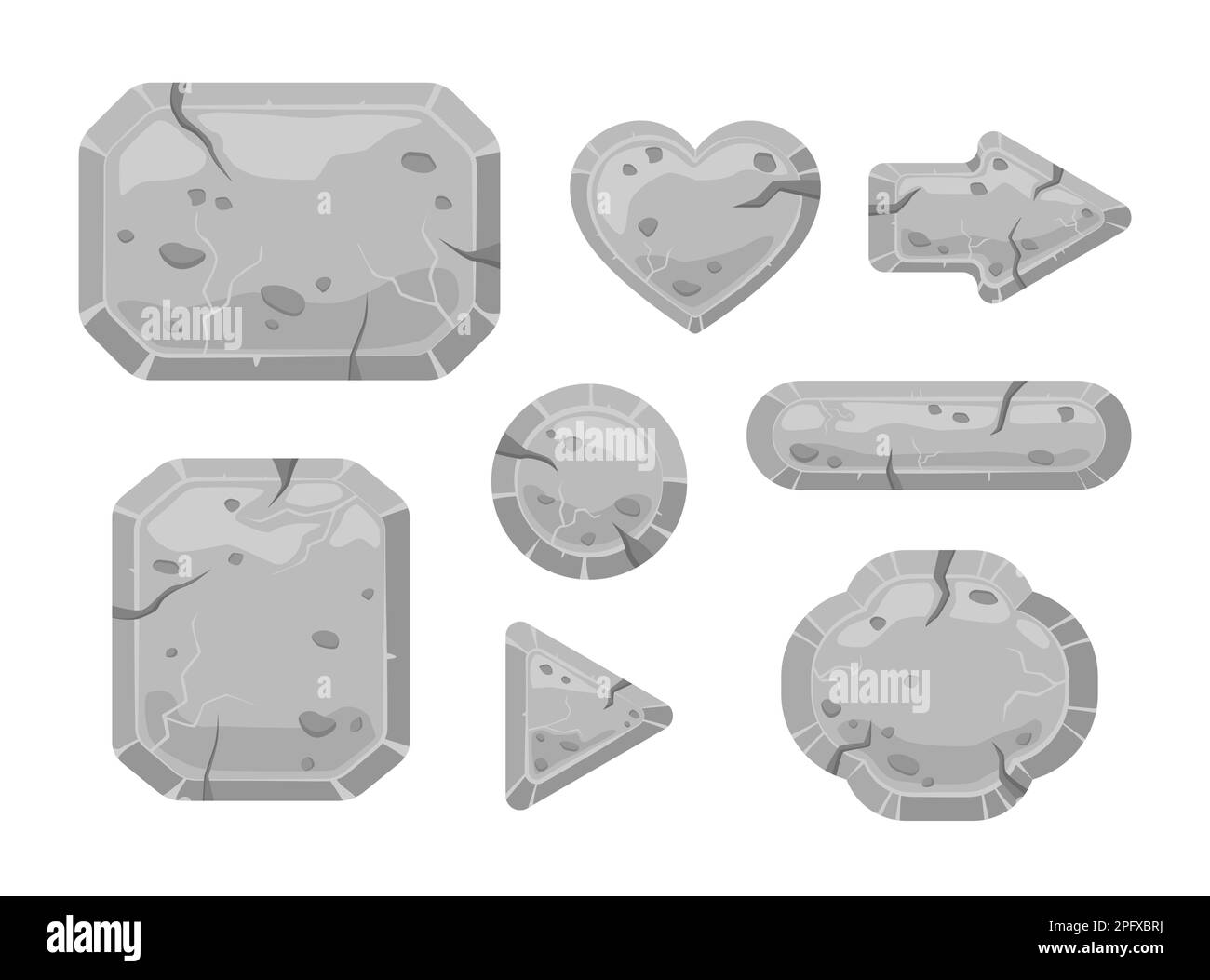 Stone signs for game design cartoon illustration set Stock Vector Image ...