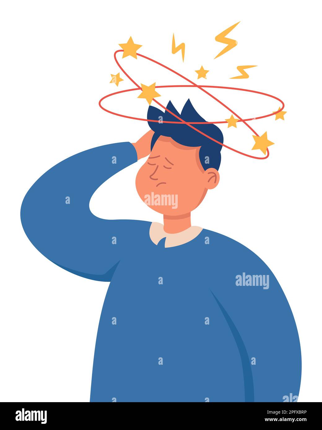 Sad man having dizzy symptoms flat vector illustration Stock Vector ...