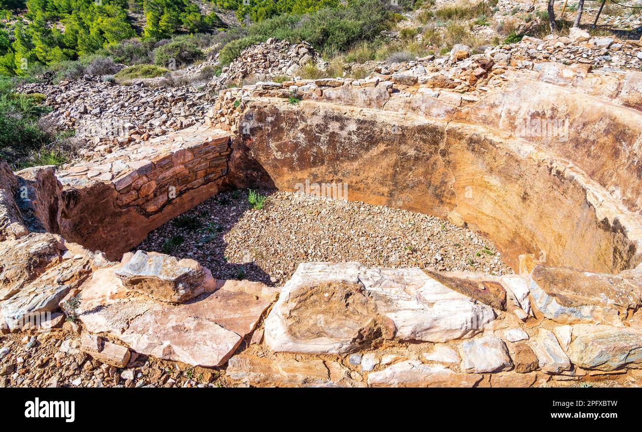 View of the historical site of Lavrion Ancient Silver Mines. Greece ...