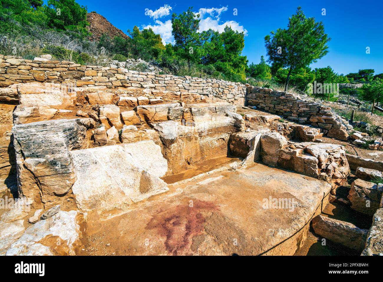 View of the historical site of Lavrion Ancient Silver Mines. Greece ...