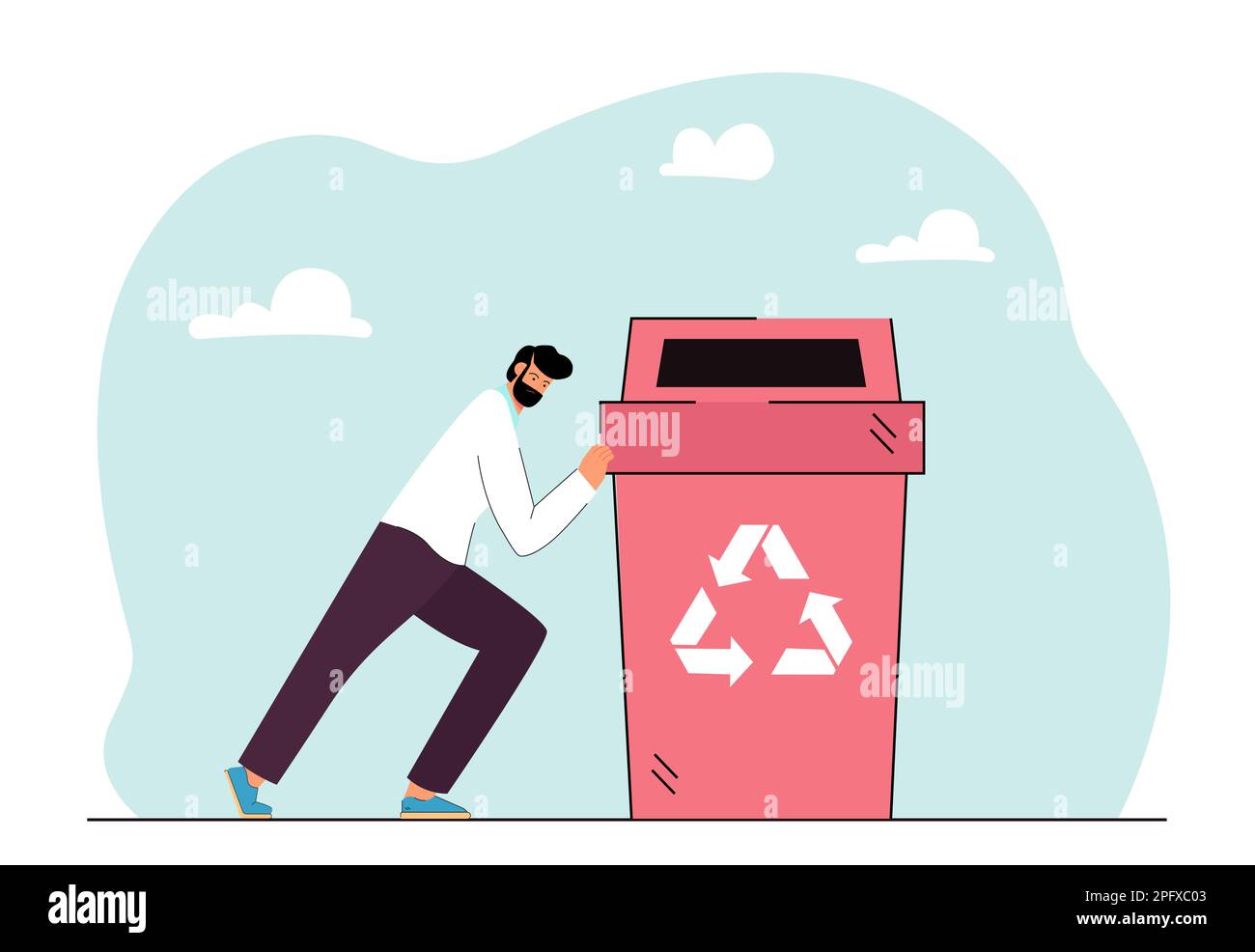 Man pushing recycle bin container with recycling sign Stock Vector Image & Art - Alamy