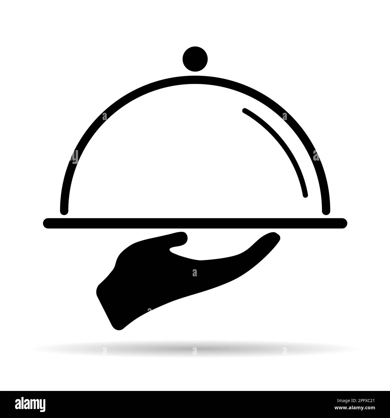 Waiter tray shadow icon, dish menu restaurant web symbol, lunch design ...